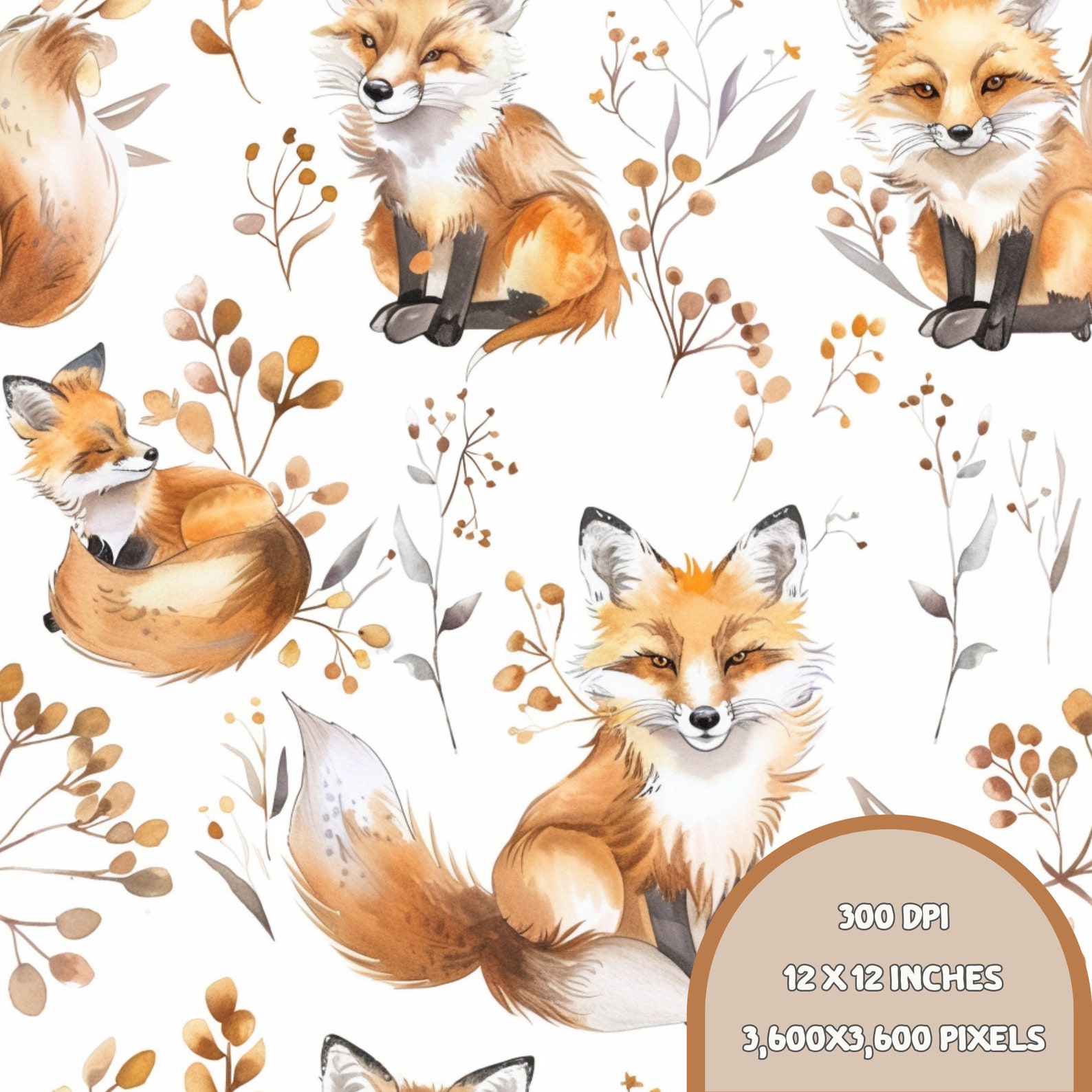 Cute Fox Seamless, Woodland Forest Seamless Patterns Instant Download ...
