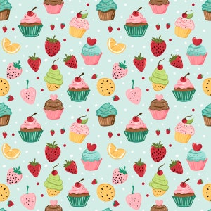 Cupcake Seamless Pattern, Party Theme, Summer Seamless Pattern, 300 DPI - Etsy