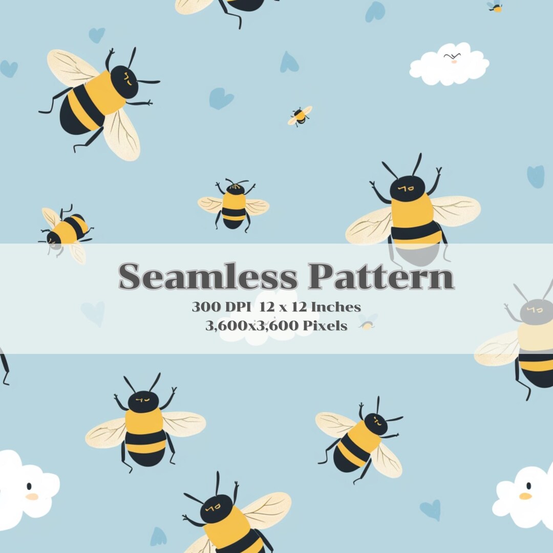 Honey Bee Seamless File, Summer Seamless Pattern, Digital Paper, Cute ...