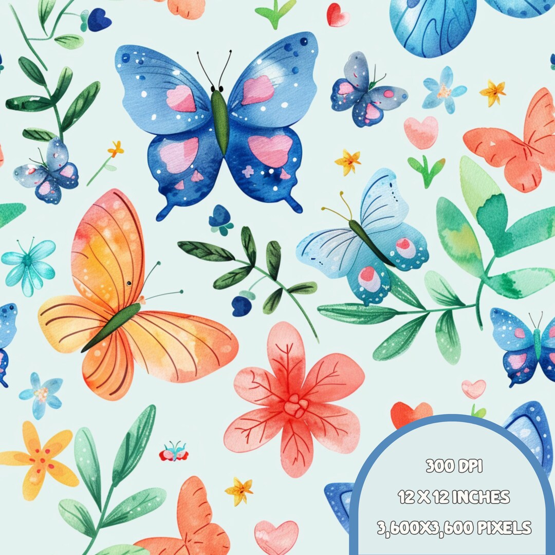 Cute Butterfly Seamless | Seamless Patterns | Instant Download ...