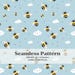 Honey Bee Seamless File, Summer Seamless Pattern, Digital Paper, Cute ...