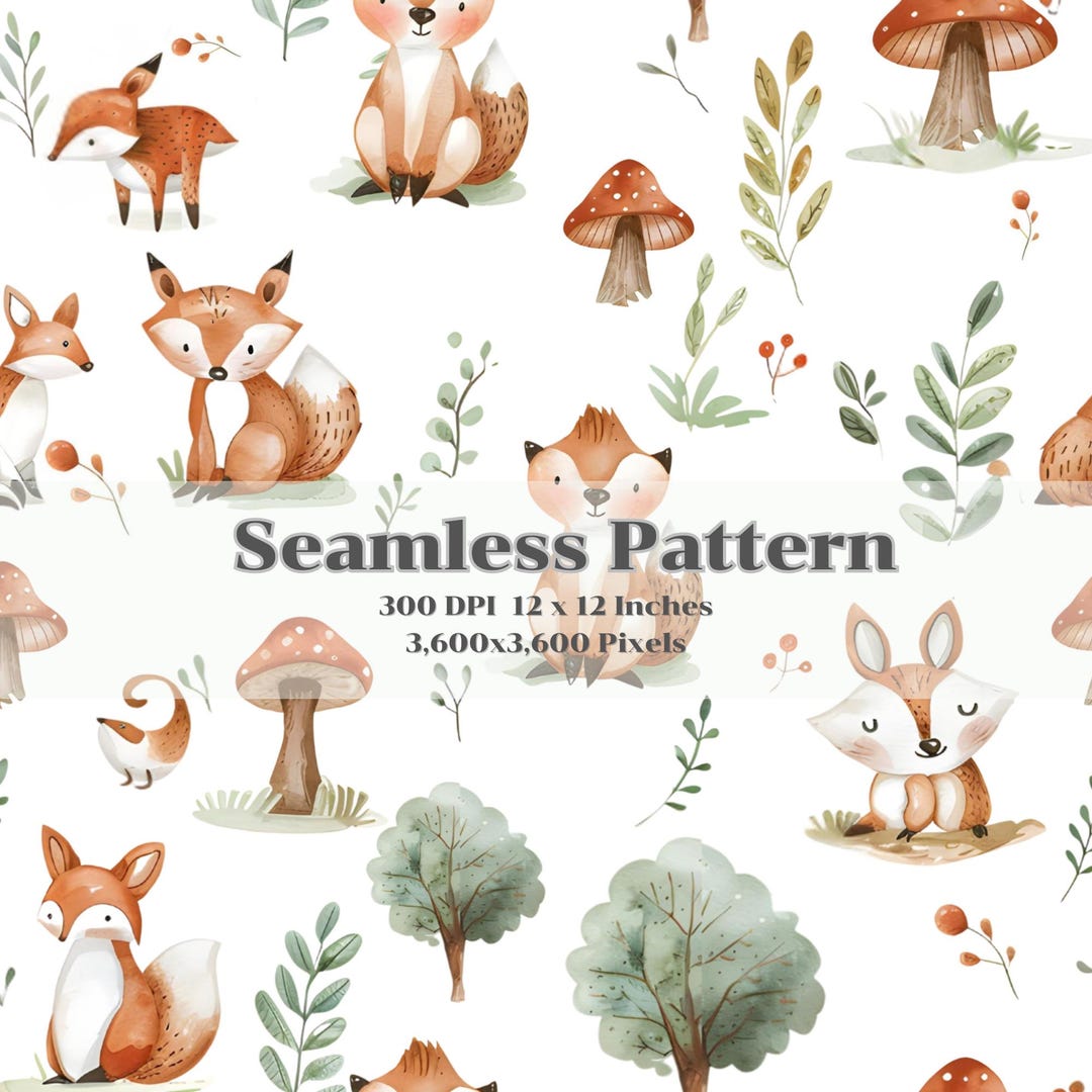 Woodland Forest | Seamless Patterns | Instant Download | Printable ...