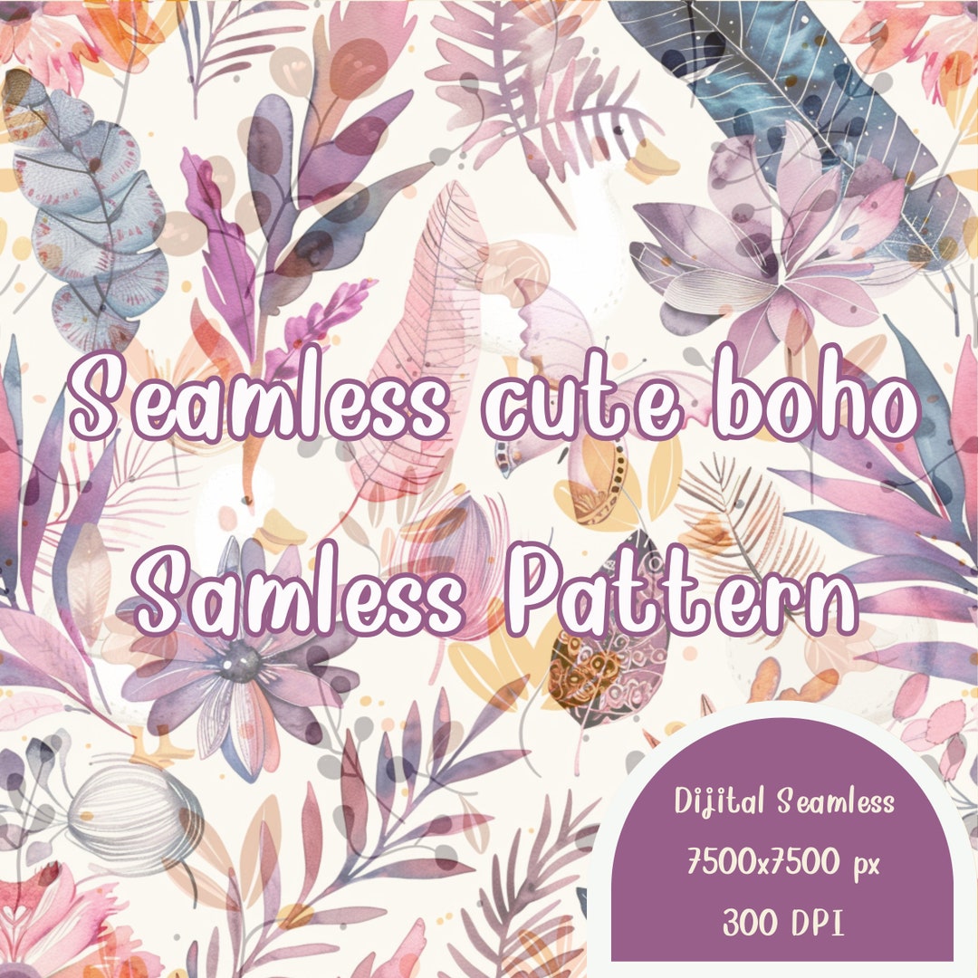 Seamless Cute Boho Patterns, Watercolor Boho Digital Paper - Instant ...