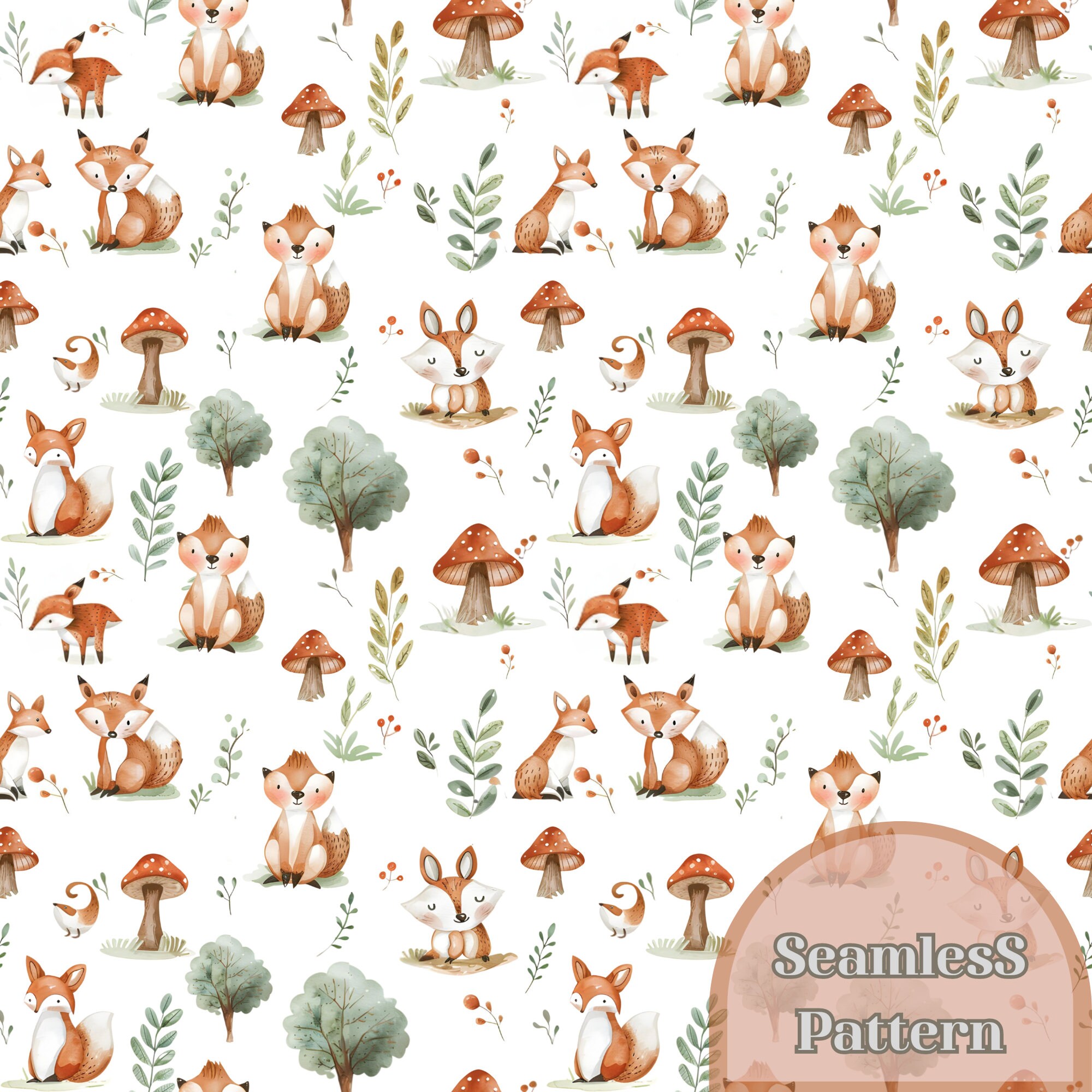 Woodland Forest | Seamless Patterns | Instant Download | Printable ...