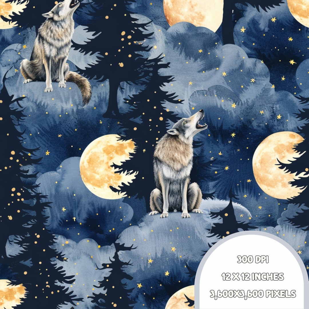 Seamless Fantasy Wolves, Digital Paper, Seamless Pattern, Fruit Pattern ...