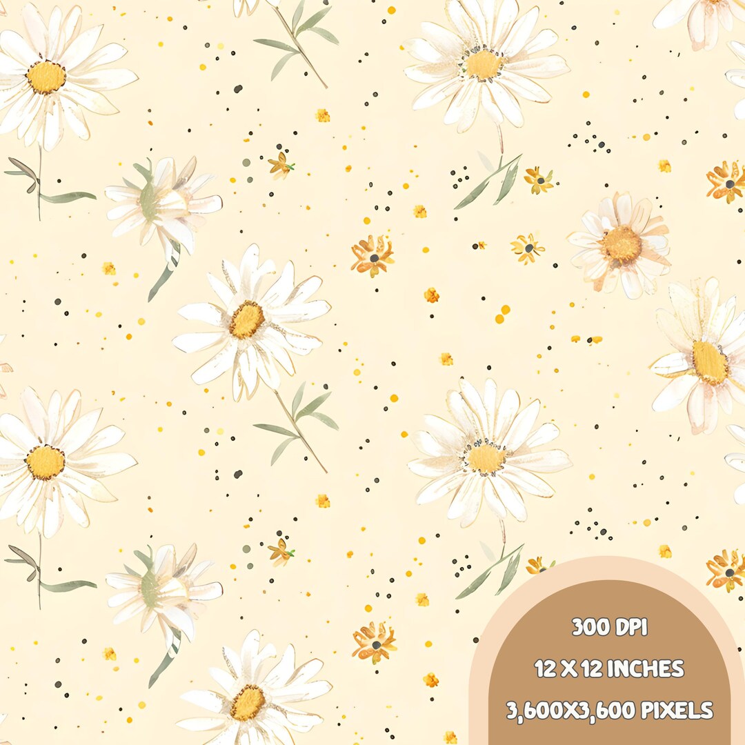 Cute Daisy Bees Seamless Pattern, Spring Surface Seamless File, 300 DPI ...