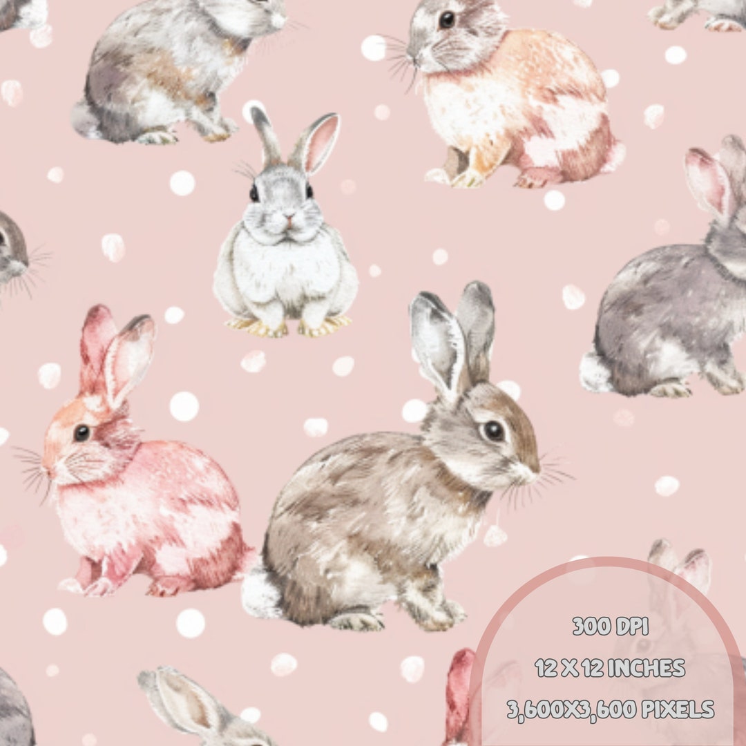 Rabbit on the Grass Seamless Pattern, Cute Rabbit Seamless, New Baby ...