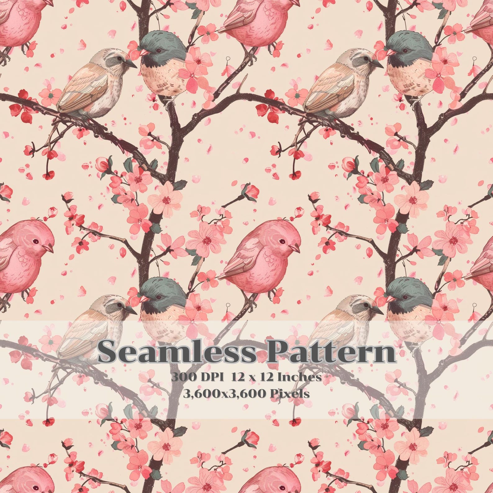 Cute Bird Digital Seamless, Digital Surface Pattern for Fabric Printing ...