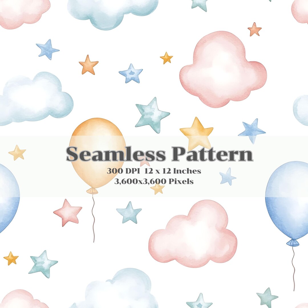 Seamless Pastel Dreams Sky Pattern - 300 DPI - Etsy
