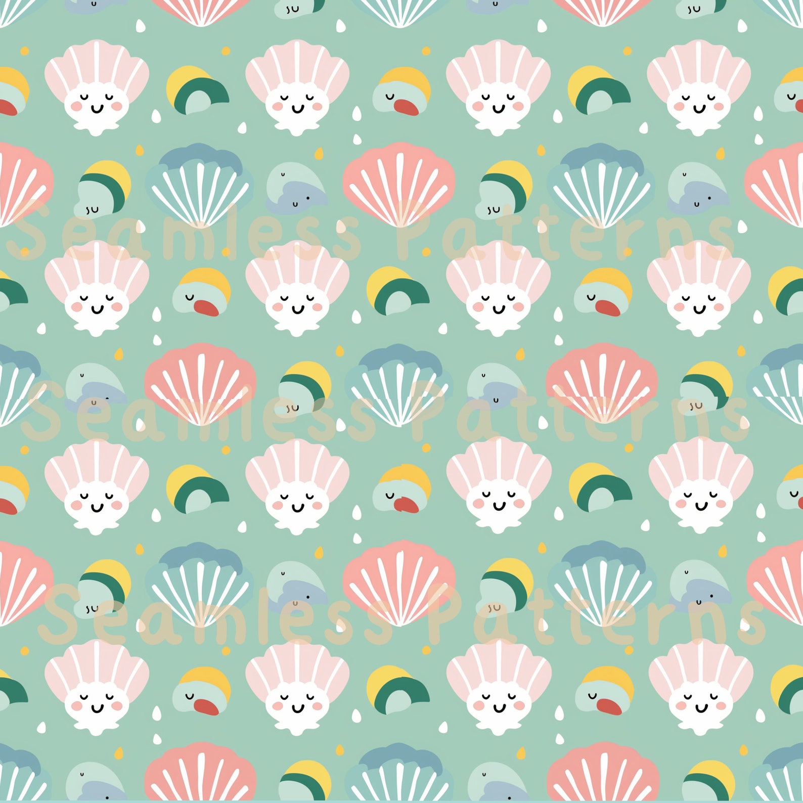 Seamless Pattern Scallop Repeat Pattern for Fabric Under the Sea ...