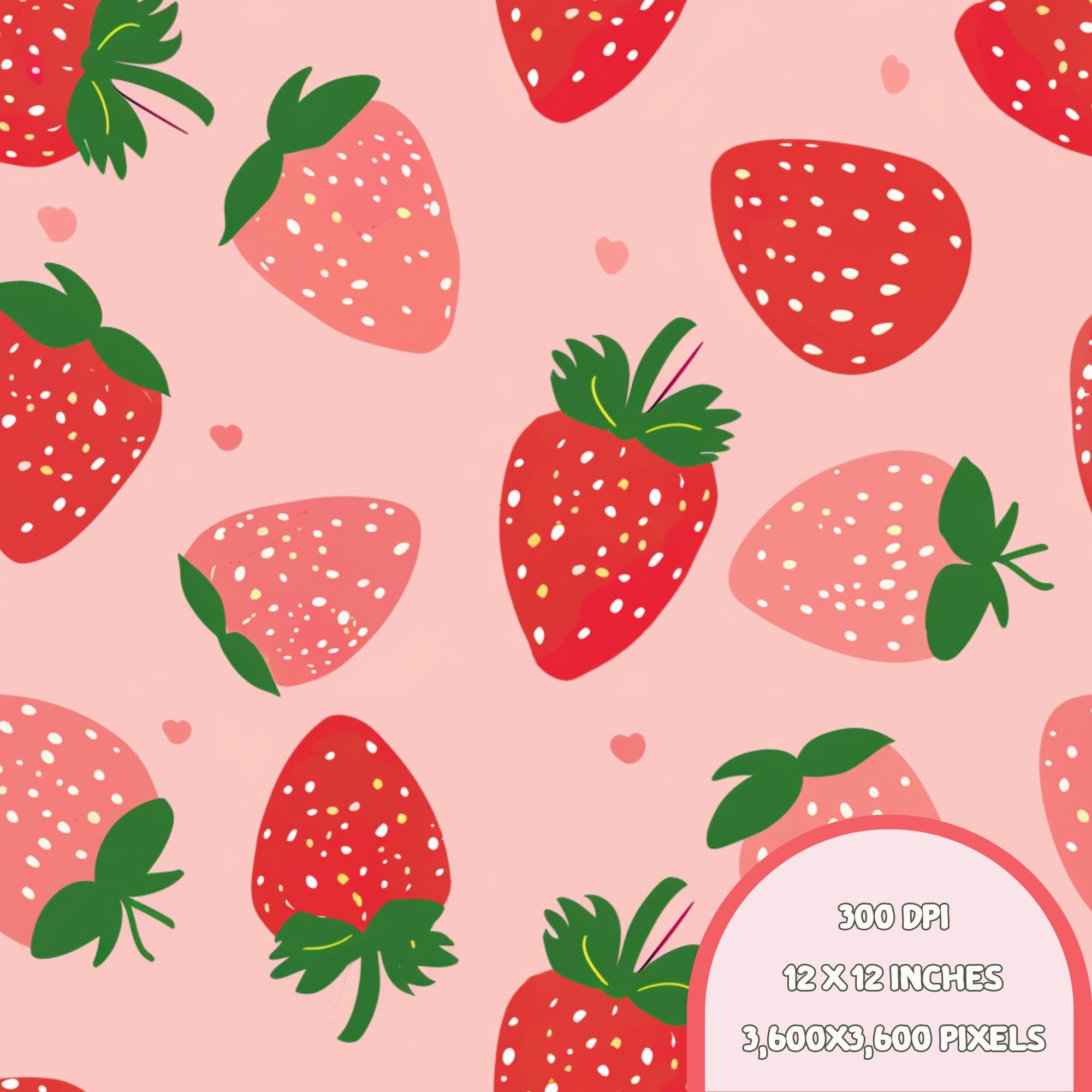 Cute Strawberry Digital Paper, Seamless Pattern, Fruit Pattern, Funny ...