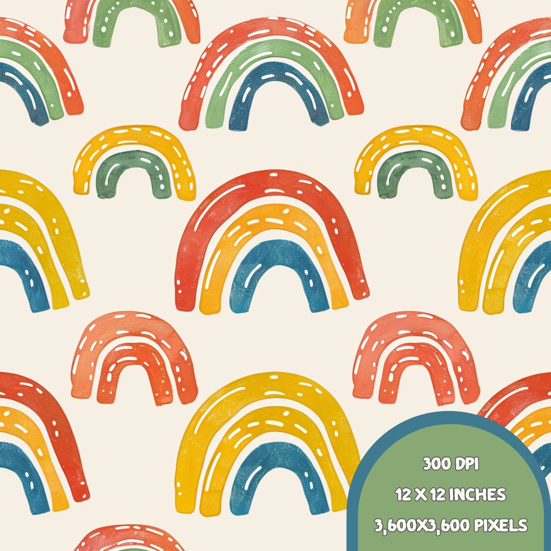 Rainbow Seamless Pattern BOHO Digital Paper Rainbow Surface Design ...