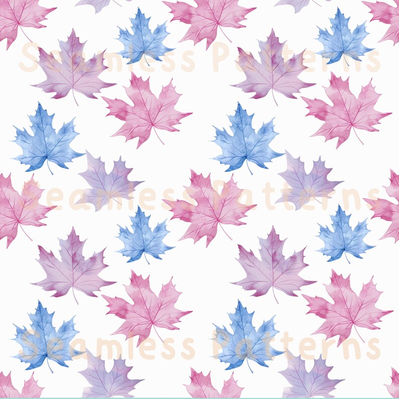 Watercolor Maple Leaf Seamless Pattern, Summer Colors (300 DPI) - Etsy