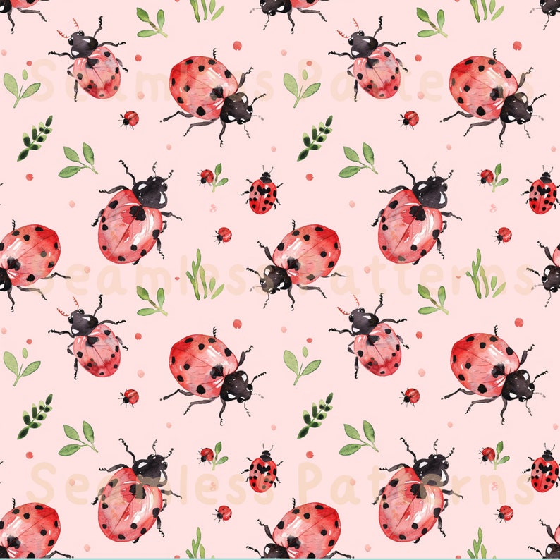 Cute Ladybugs Seamless Seamless Patterns Instant Download Printable ...