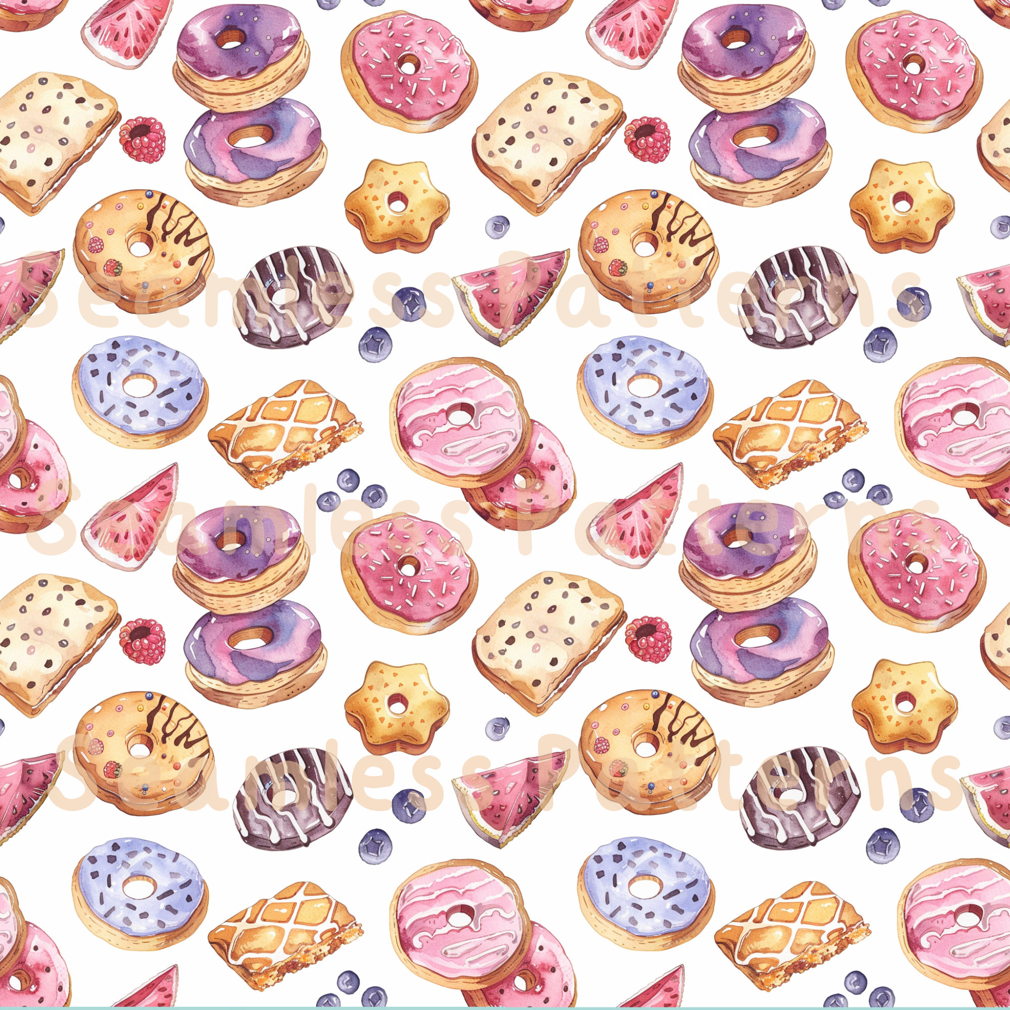 Donuts Seamless Seamless Patterns Instant Download Printable Digital ...