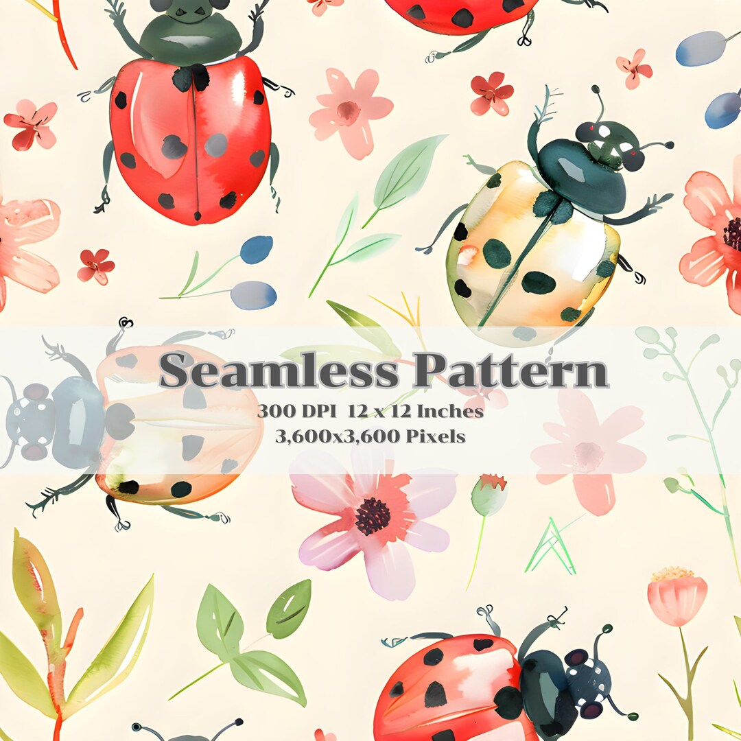 Cute Ladybugs Seamless | Seamless Patterns | Instant Download ...