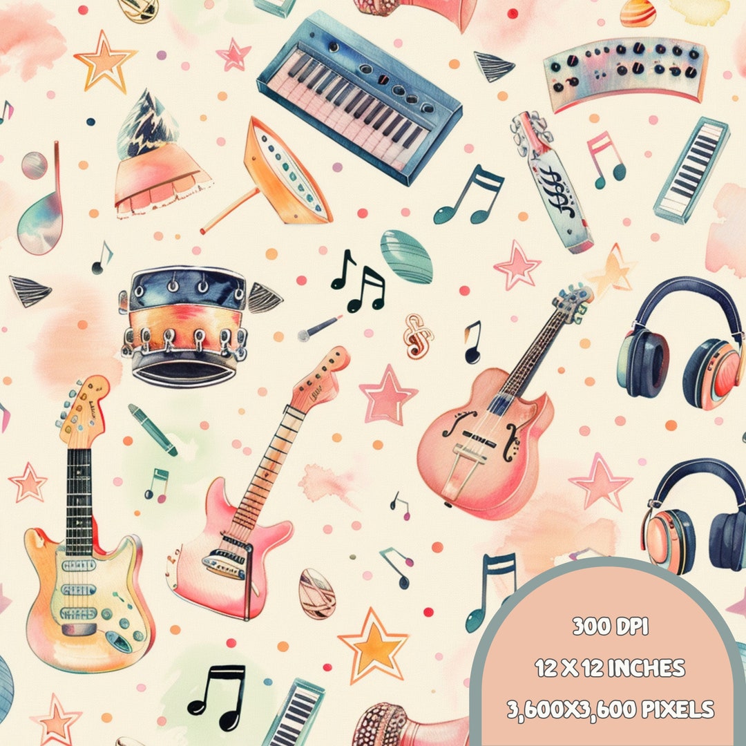 Musical Instrument Seamless, Digital Paper, Seamless Pattern, Musical ...