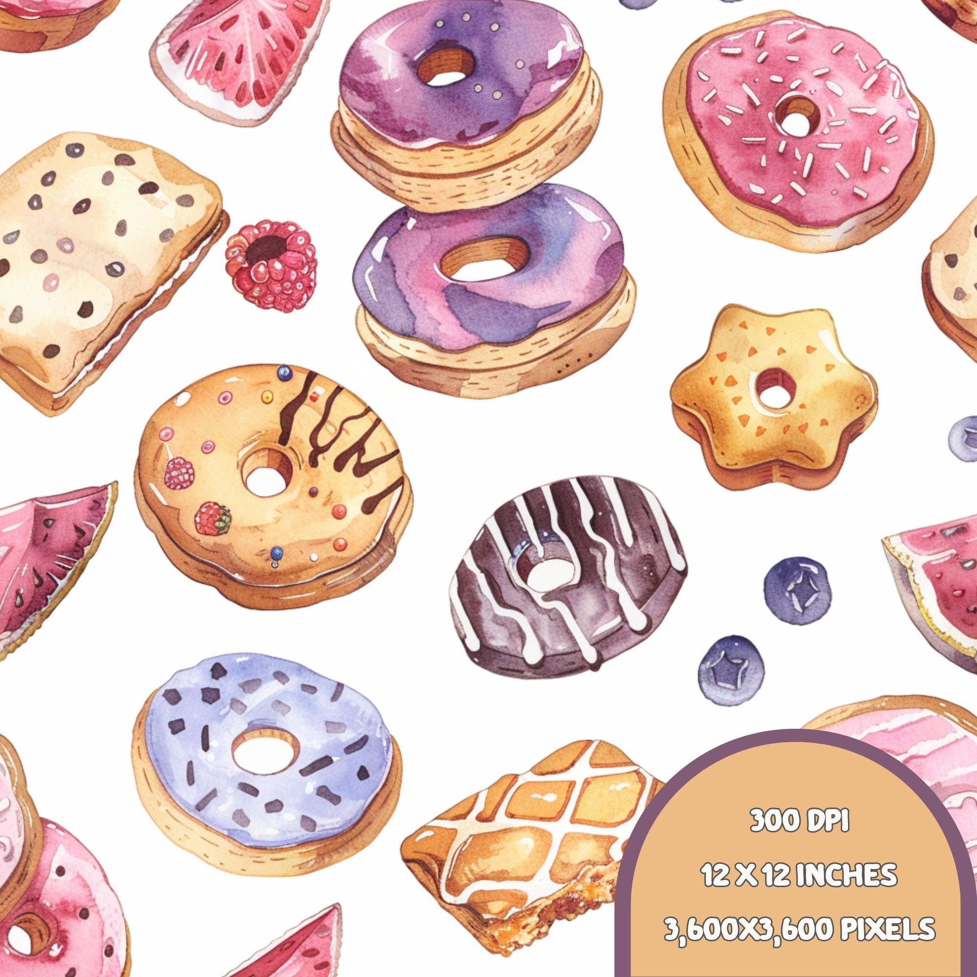 Donuts Seamless Seamless Patterns Instant Download Printable Digital ...