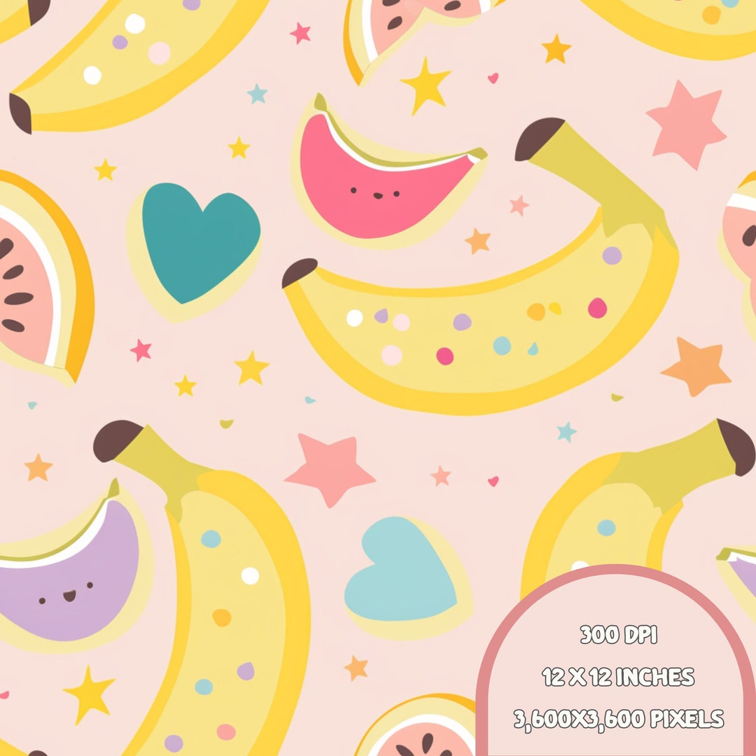 Cute Bananas Digital Paper, Seamless Pattern, Fruit Pattern, Funny ...