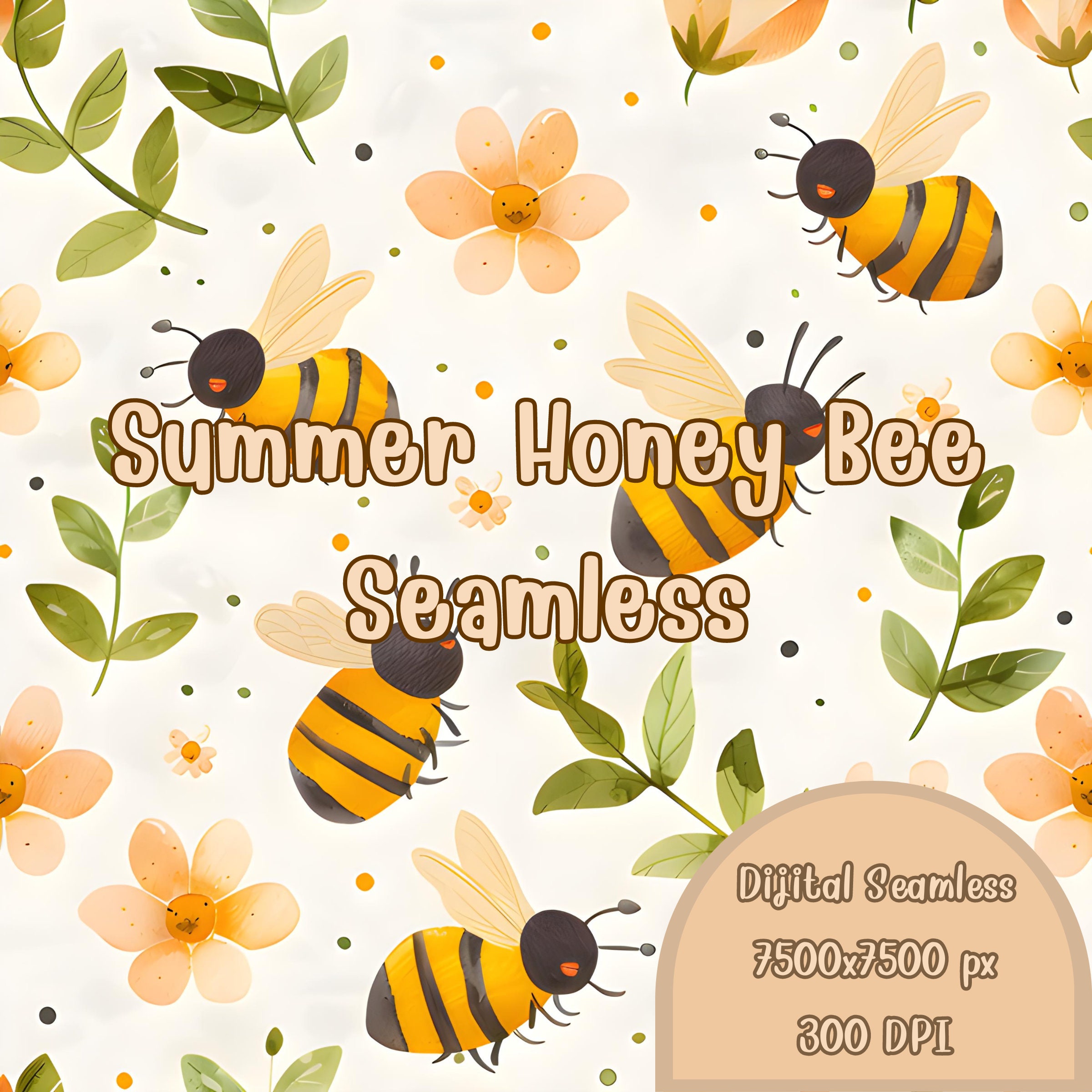 Honey Bee Seamless File, Summer Seamless Pattern - Etsy