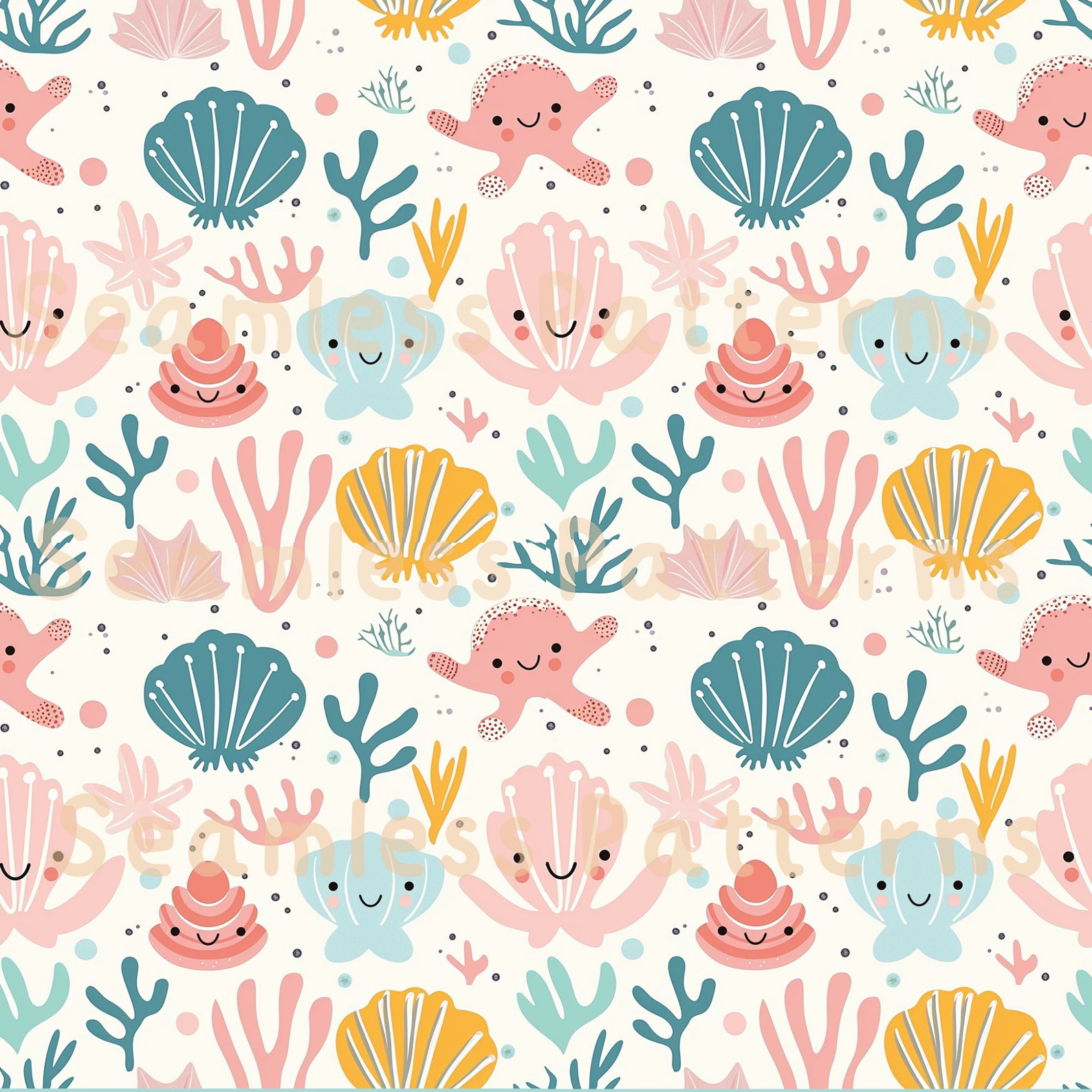 Seamless Pattern Scallop Repeat Pattern for Fabric Under the Sea ...