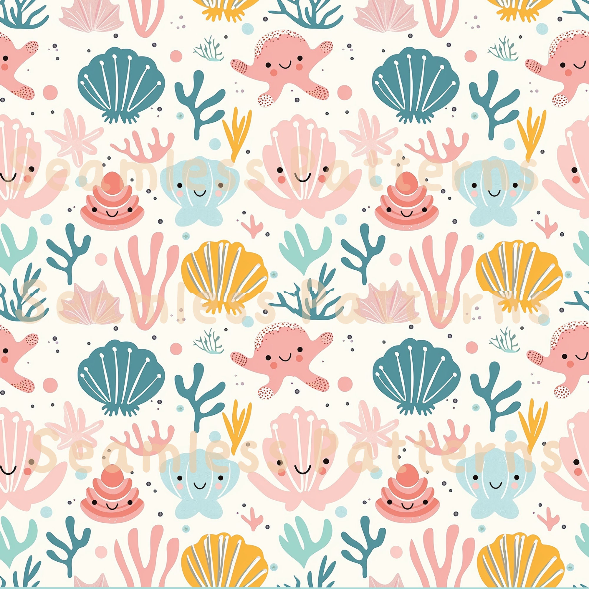 Seamless Pattern Scallop Repeat Pattern for Fabric Under the Sea ...