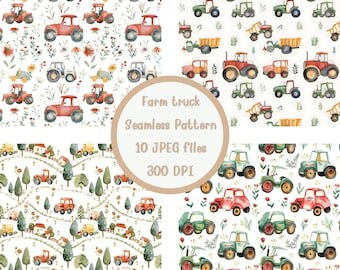 Farm Truck, Tractor, Bobbs, Seamless Fabric Design, Meadow, Repeat Tile ...