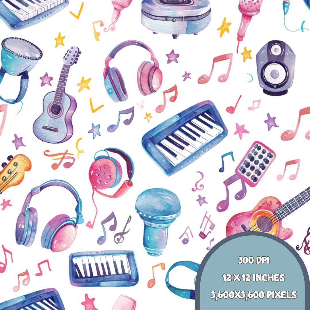 Musical Instrument Seamless, Digital Paper, Seamless Pattern, Musical ...