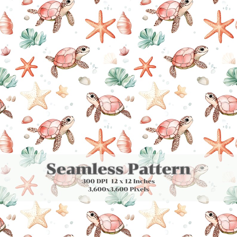 High-resolution Watercolor Sea Turtle Pattern - Ocean Theme With ...