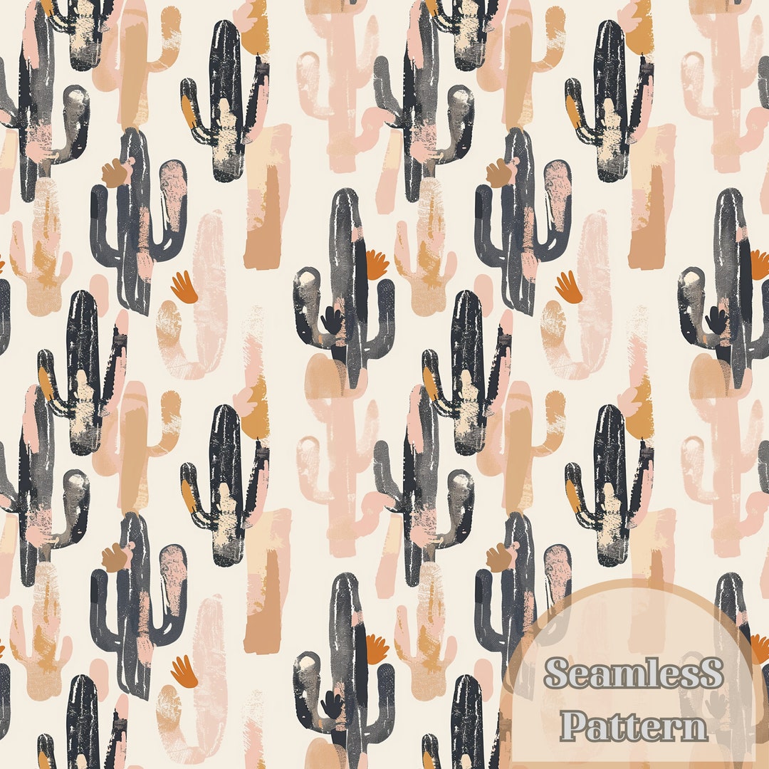 Boho Cactus Seamless, Party Theme Seamless Pattern, Repeat Pattern ...