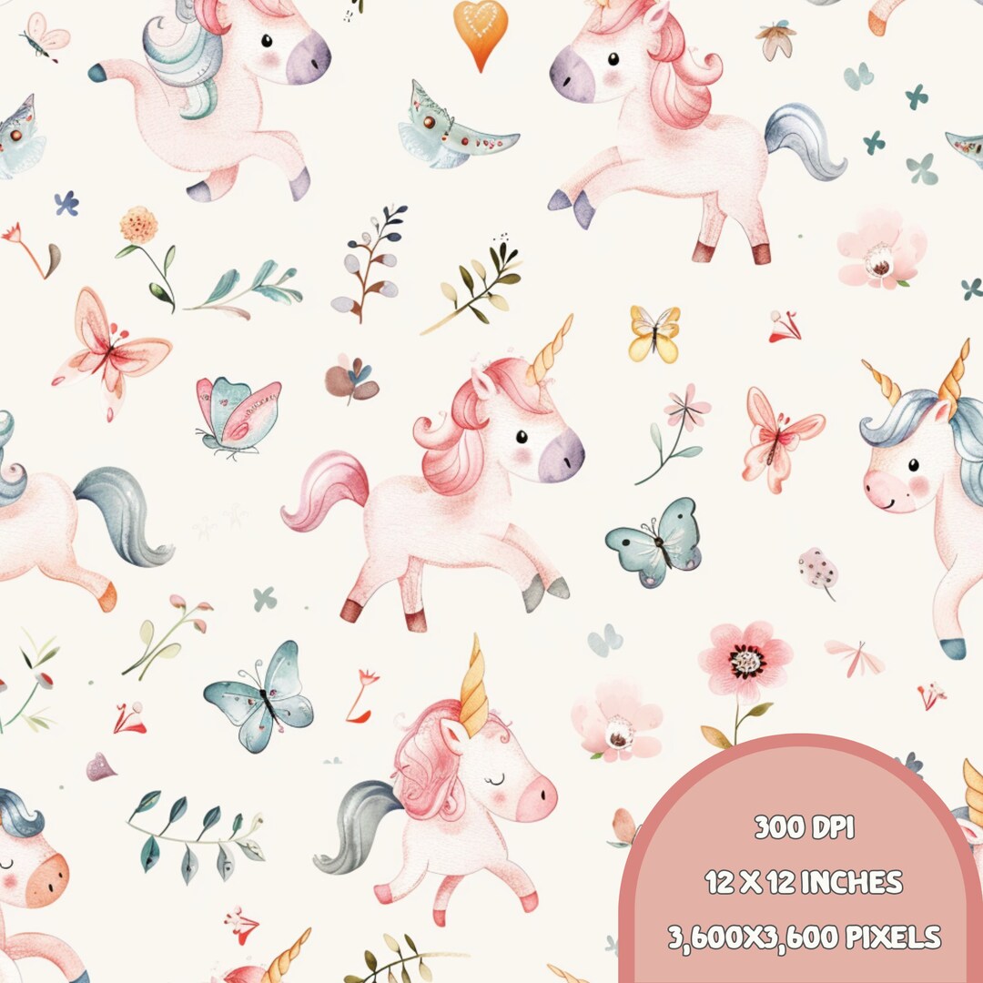 Unicorn Seamless Pattern Unicorn Digital Paper Unicorn and Moon ...