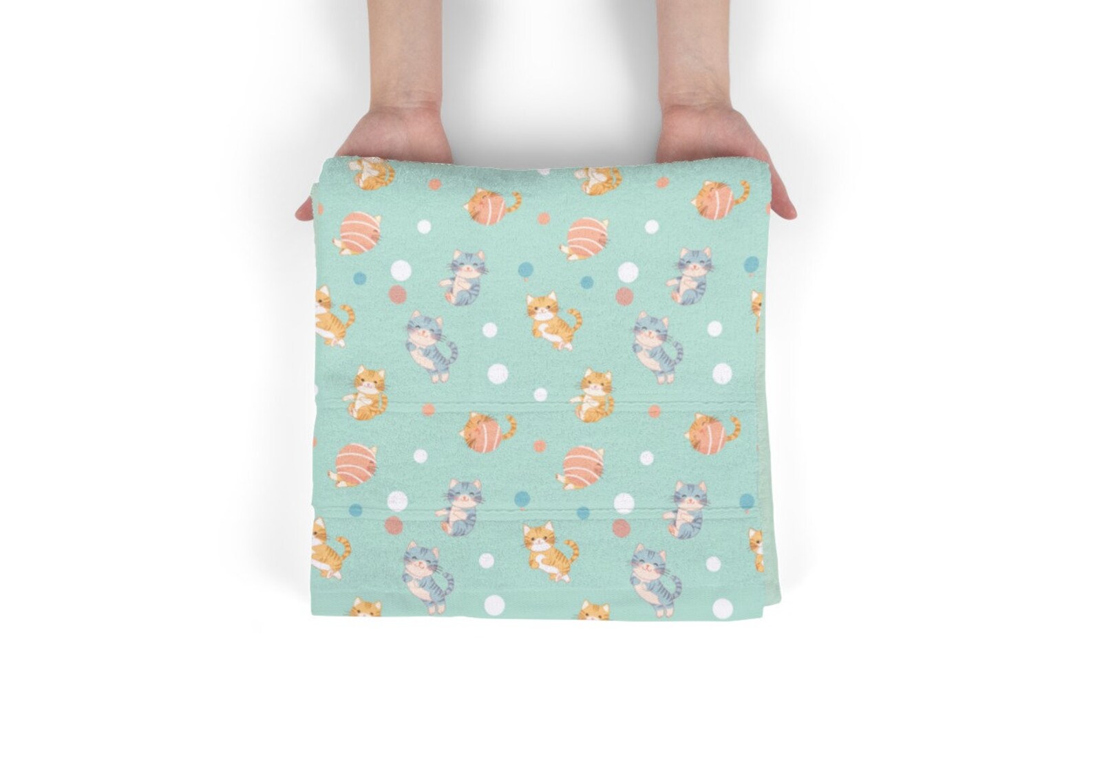 Cute Cats Seamless Pattern, Summer Animals Fabric Print (digital ...
