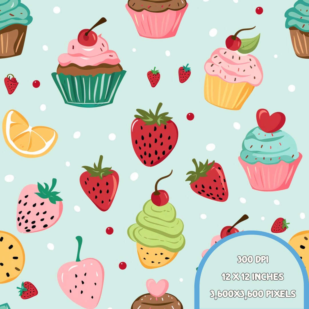 Cupcake Seamless Pattern, Party Theme, Summer Seamless Pattern, 300 DPI - Etsy