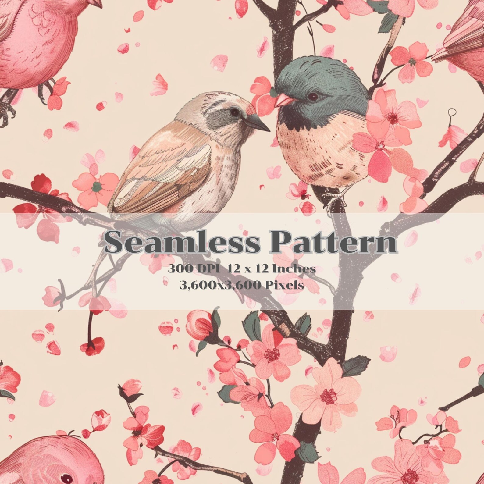 Cute Bird Digital Seamless, Digital Surface Pattern for Fabric Printing ...