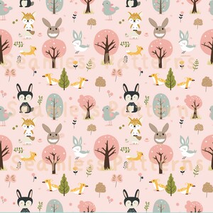 Woodland Animals Seamless Pattern | Cute Forest Print (digital Download ...
