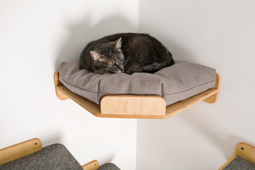 Big Corner Cat Shelf, Cat Bed, Cat Shelves, Set of Cat Wall Furniture ...