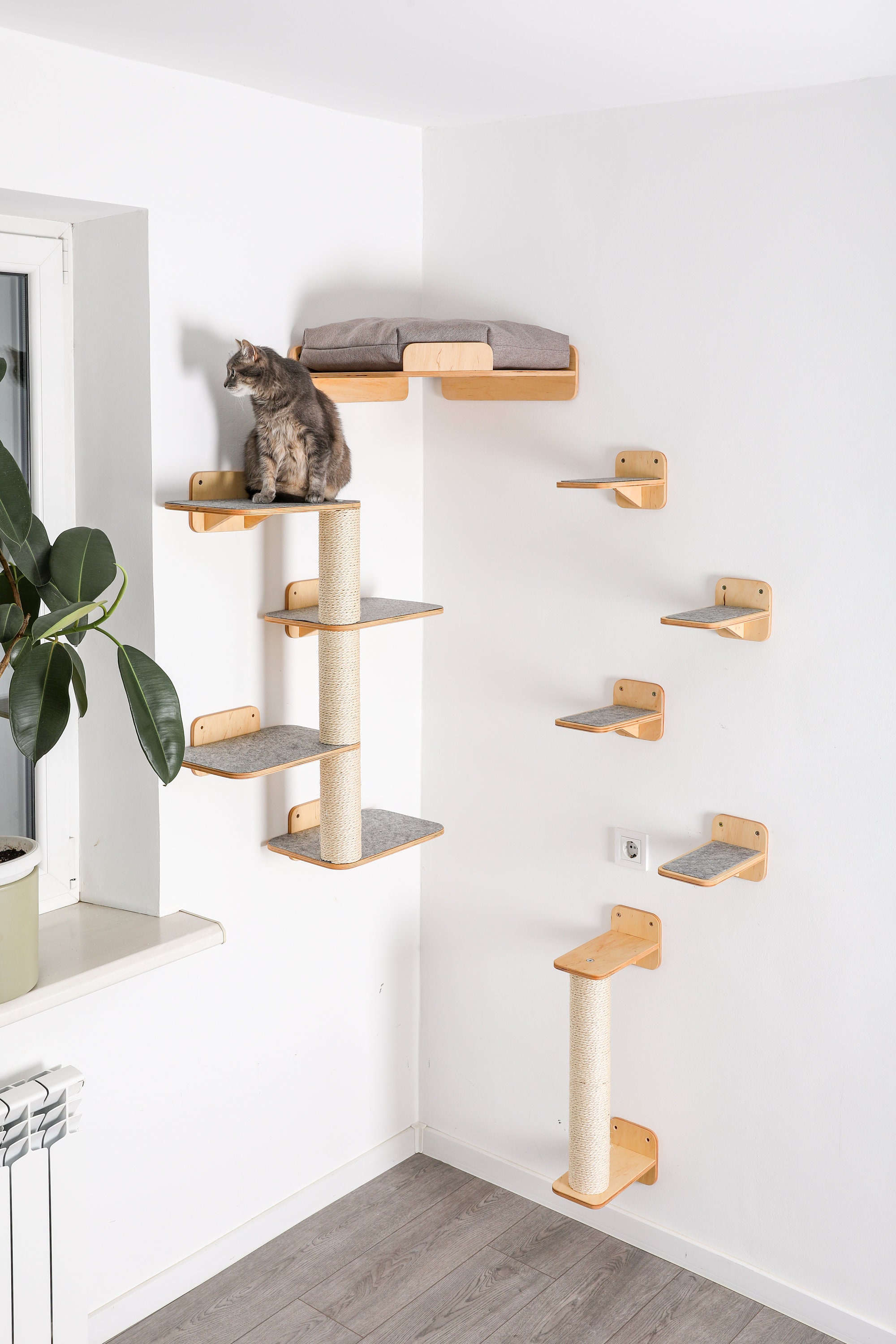 Big Corner Cat Shelf, Cat Bed, Cat Shelves, Set of Cat Wall Furniture ...