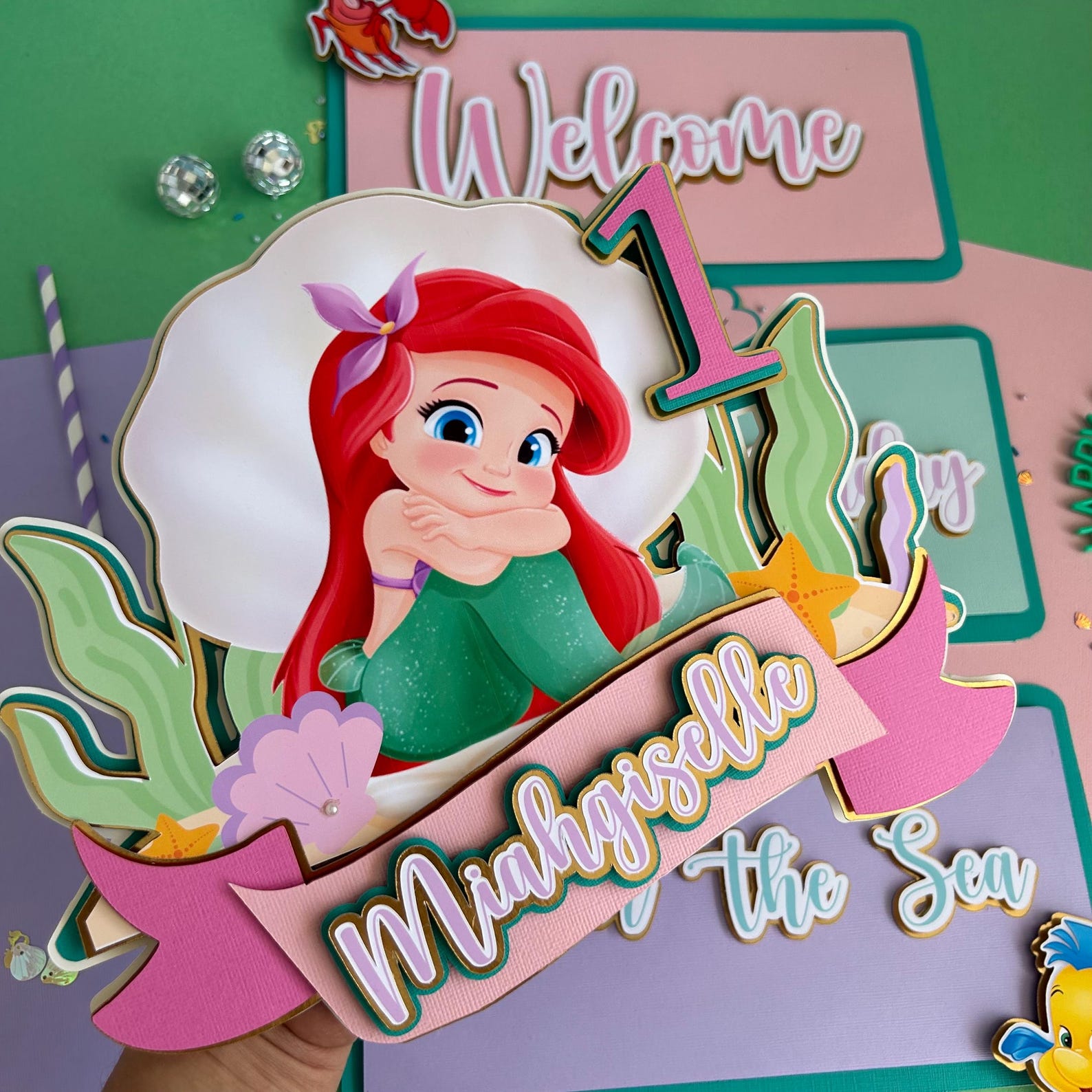 Little Mermaid Boxes, Gable Boxes, Birthday Cake Topper, Personalized ...