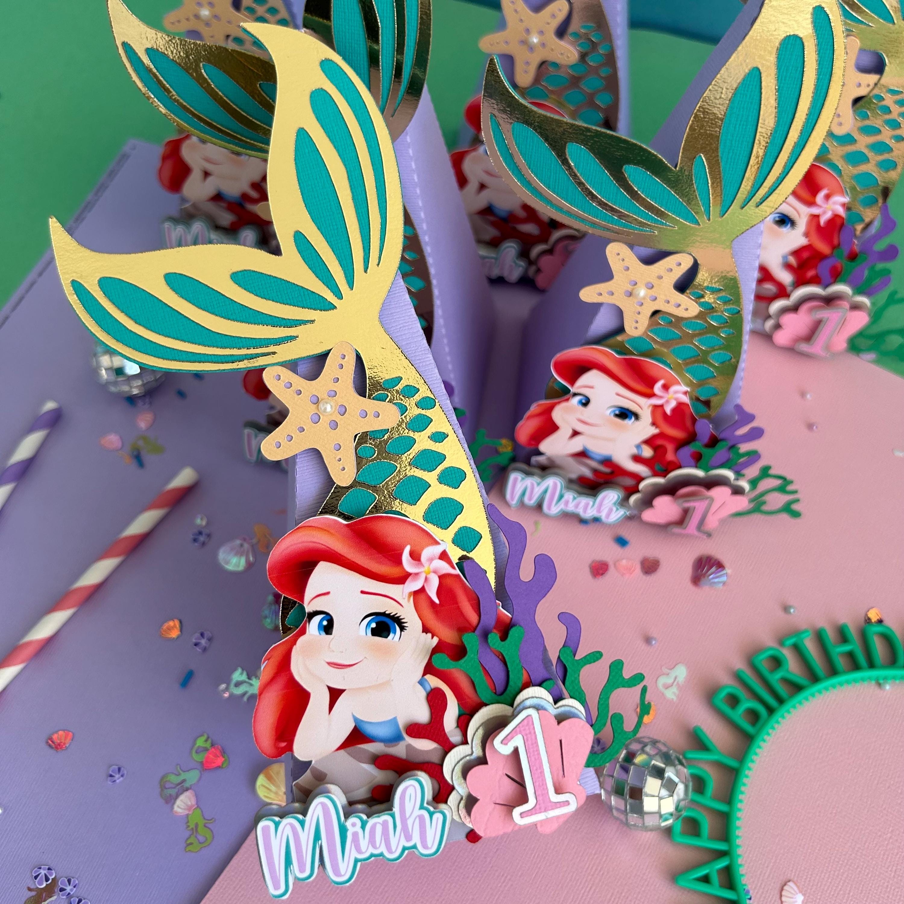 Little Mermaid Boxes, Gable Boxes, Birthday Cake Topper, Personalized ...