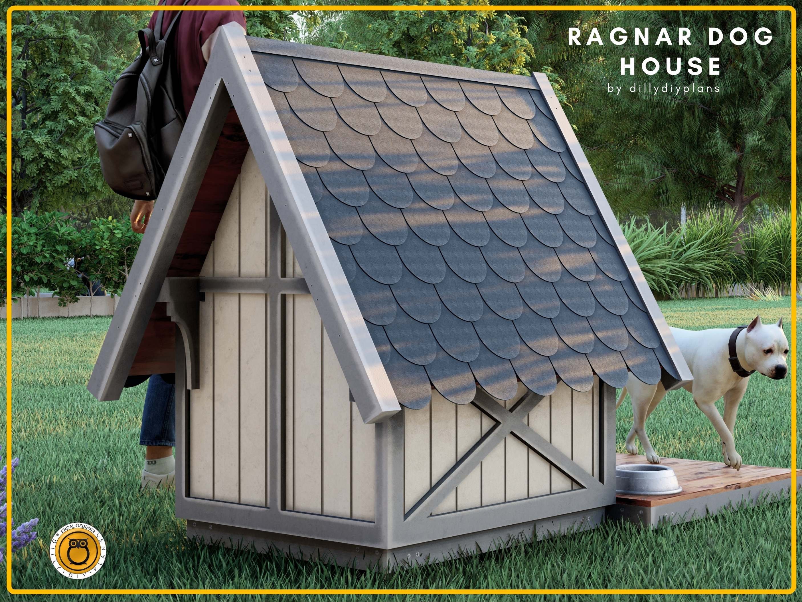 DIY Wooden Dog House Plans PDF, Outdoor Dog Kennel Plans, DIY Dog House ...