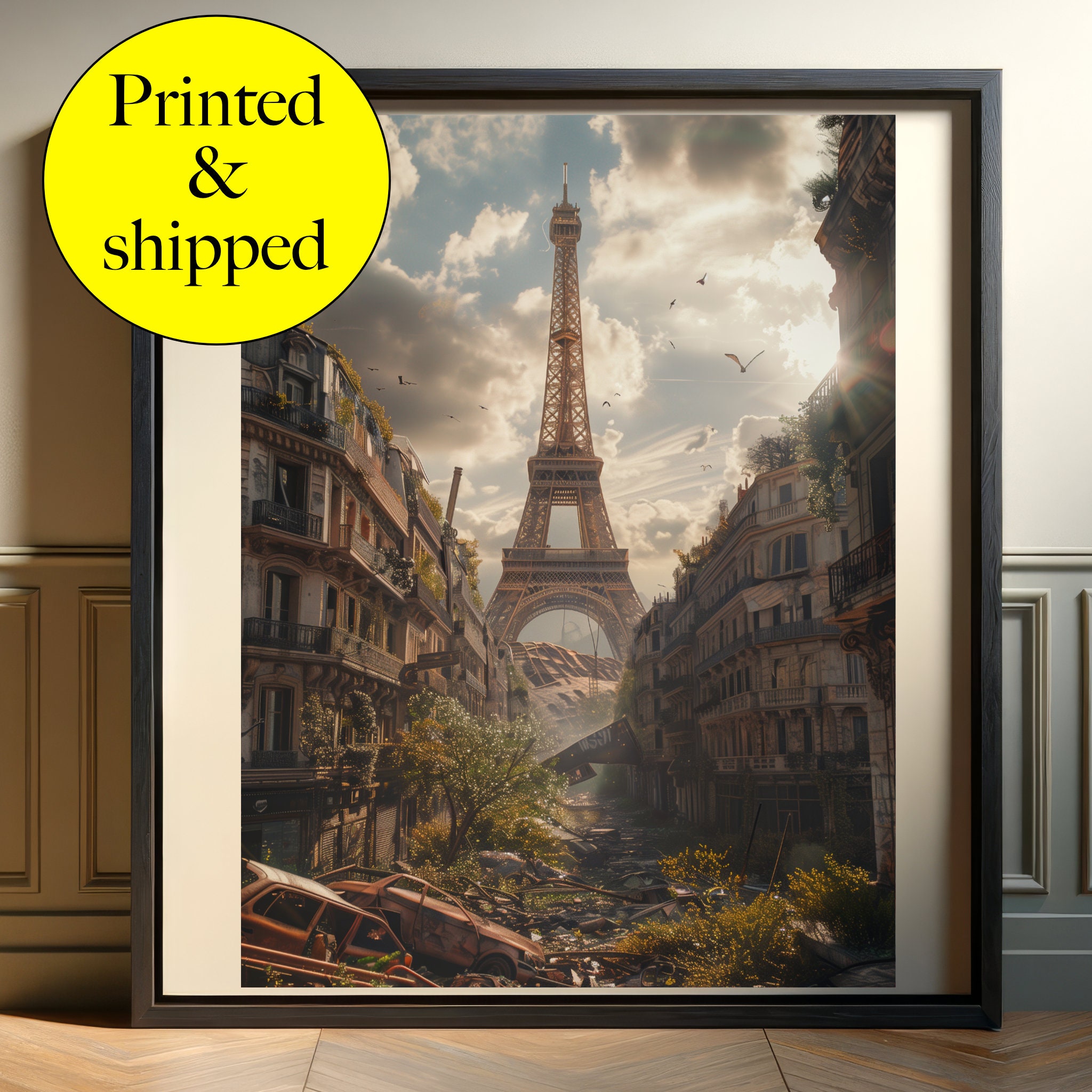 Post-apocalyptic Paris Wall Art Eiffel Tower in Dystopian Ruins ...