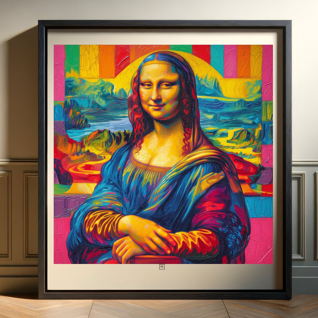 Mona Lisa Painting Pop Art Style, Colorful, Originally Drawn by ...