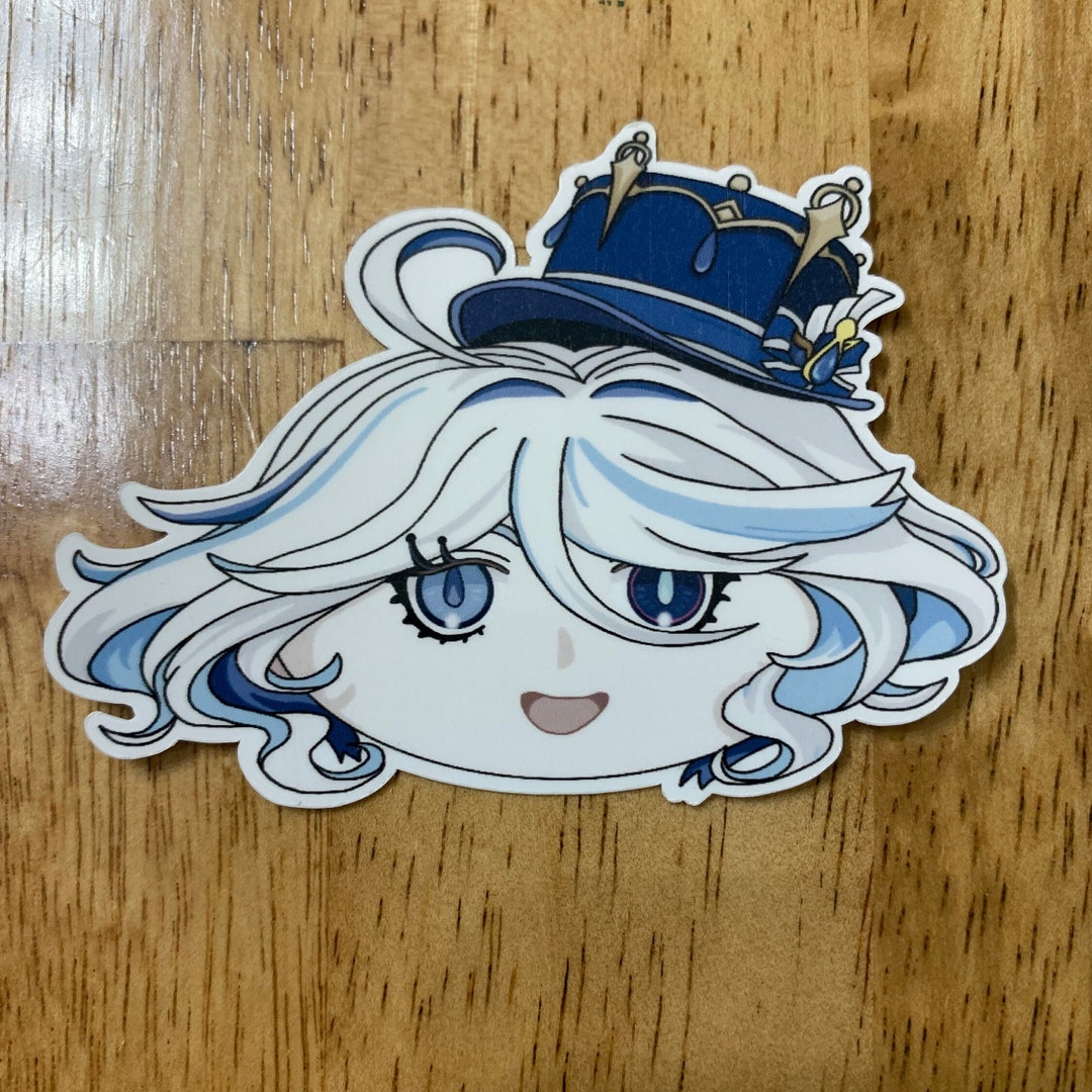 Genshin Impact Furina Squishy Face Waterproof Laminated Vinyl Sticker ...