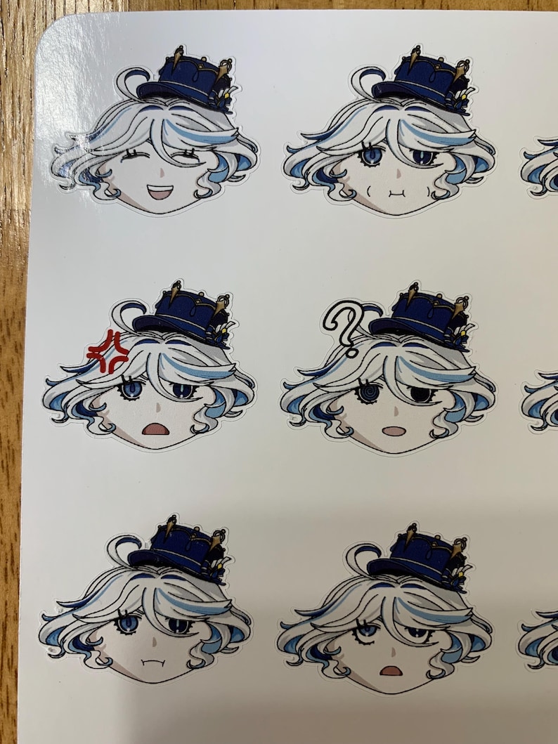 Genshin Impact Furina Emoji Sticker Sheets - 24 Different Expressions ...