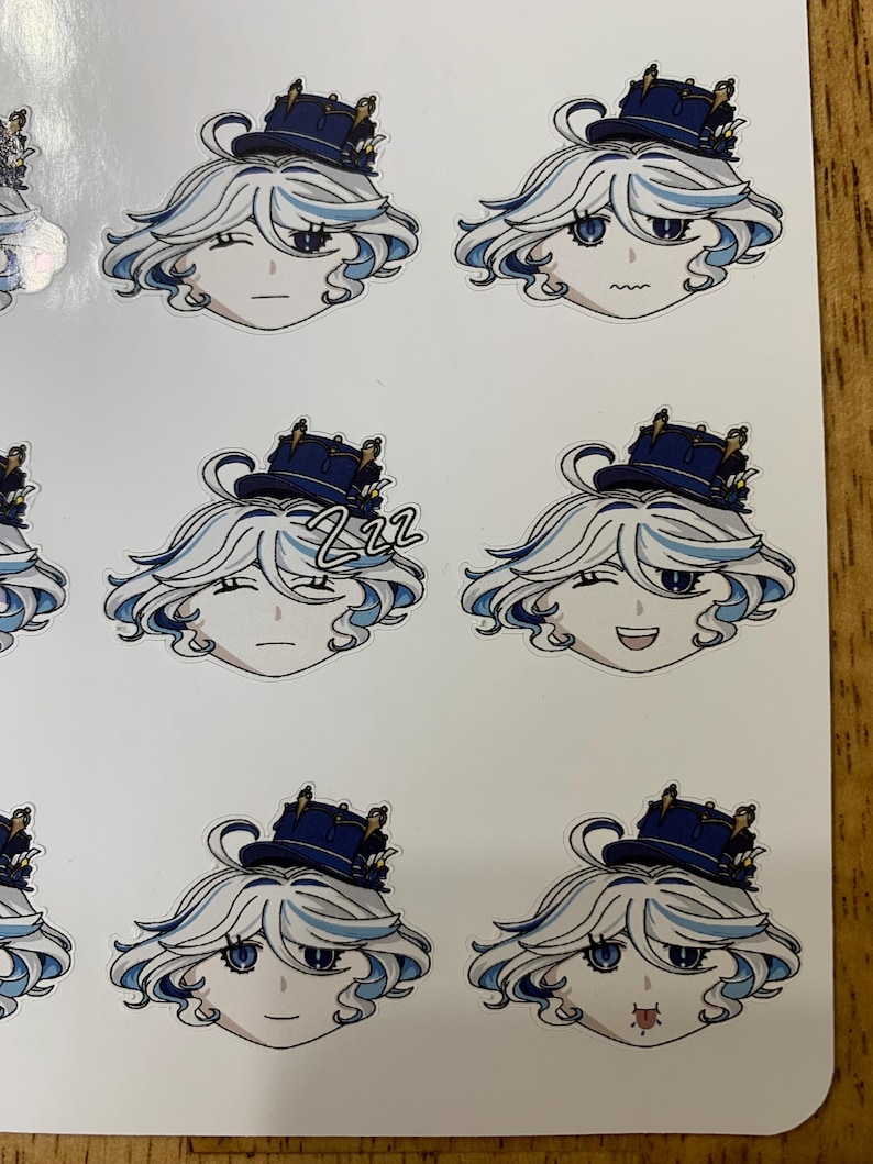 Genshin Impact Furina Emoji Sticker Sheets - 24 Different Expressions ...
