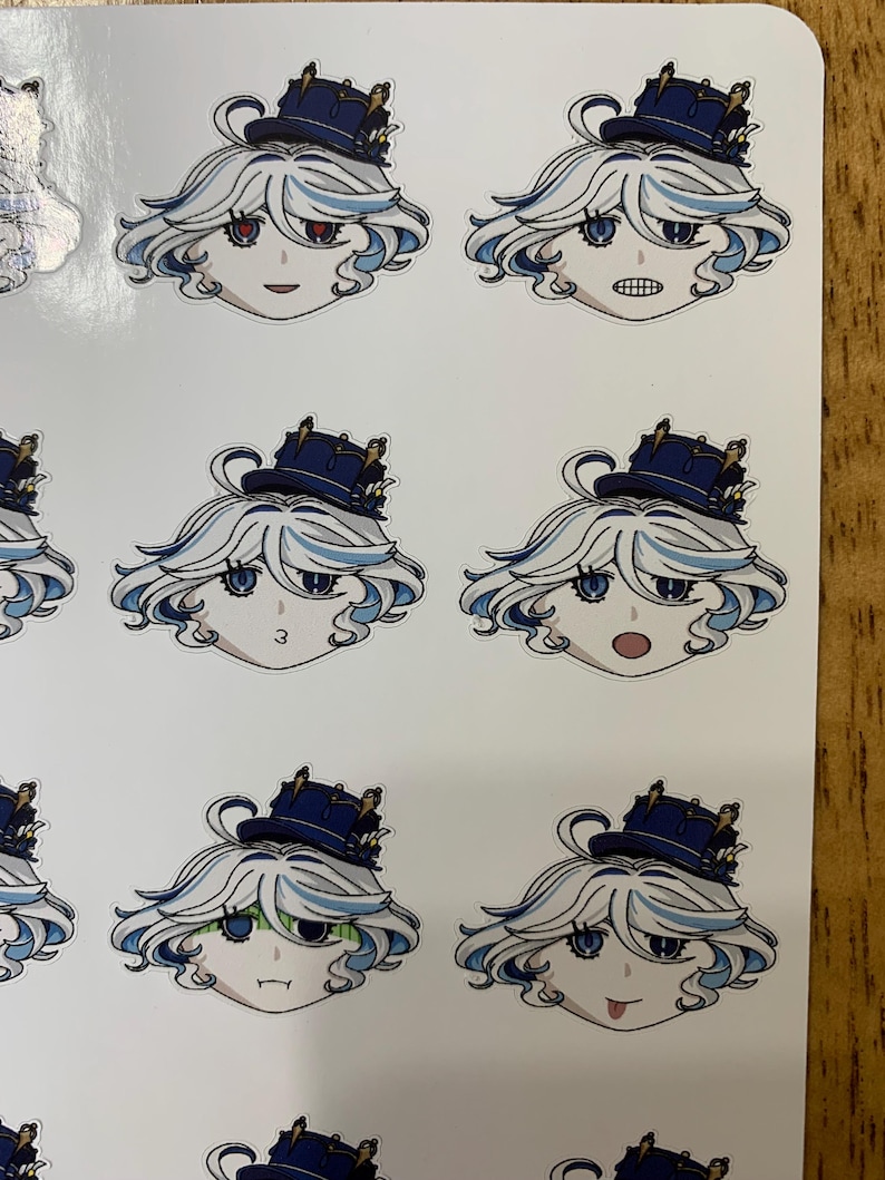 Genshin Impact Furina Emoji Sticker Sheets - 24 Different Expressions ...