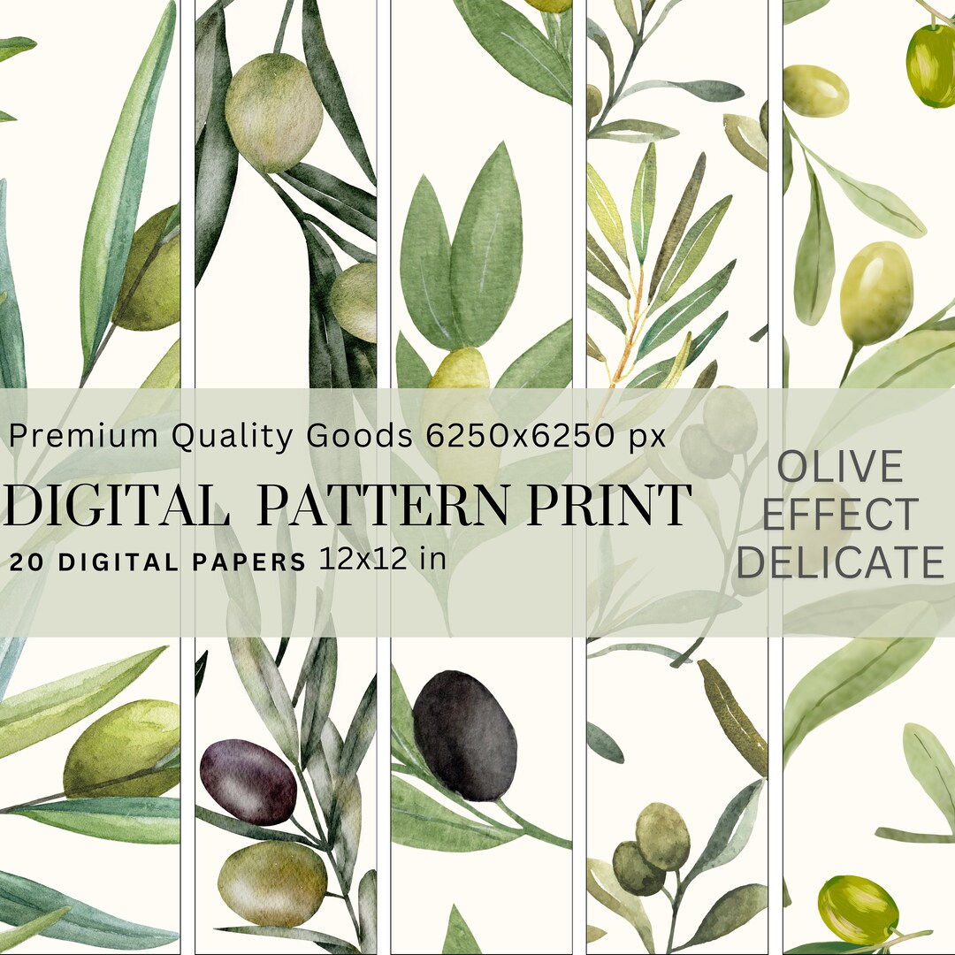 SEAMLESS Digital Papers Olive Branches 20 Designs Print on Demand ...
