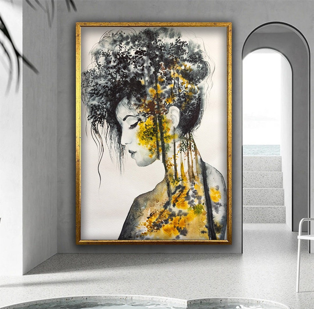 Abstract Female Face Modern Wall Art, Abstract Female Wall Decors ...