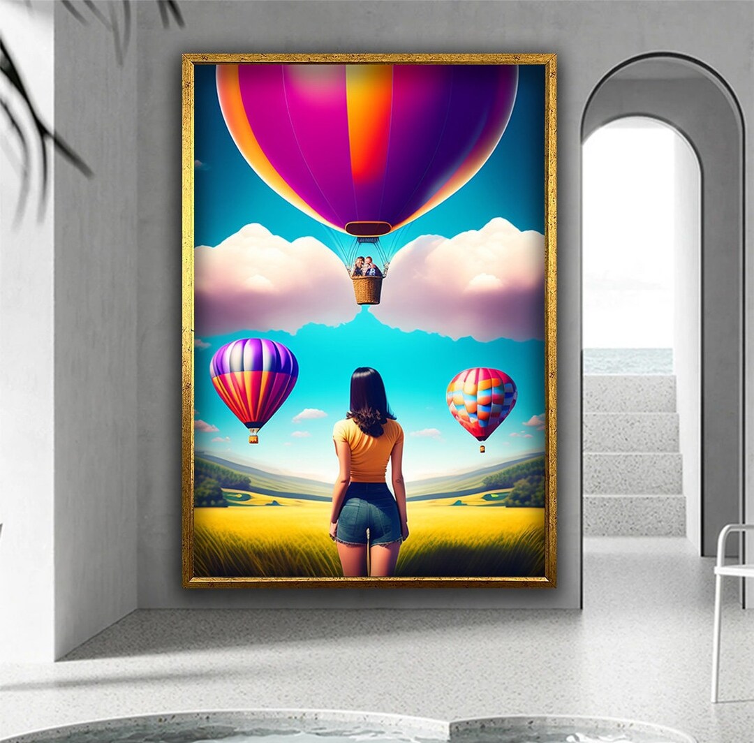 Balloon Canvas Painting, Balloon Poster, Sky Wall Art, Sky Wall Decor ...
