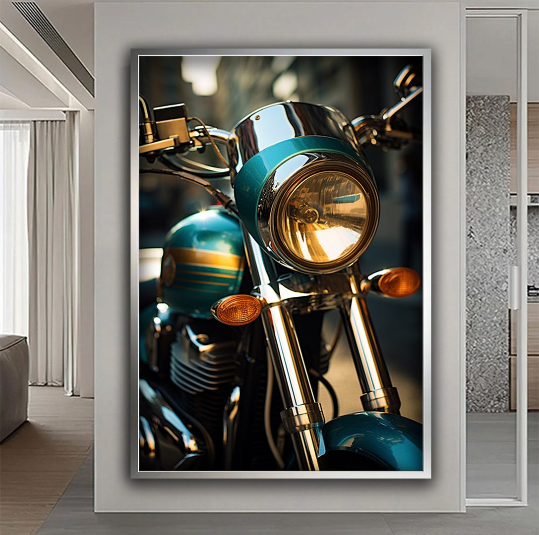 Motorcycle Canvas Painting, Motorcycle Poster, Motorcycle Wall Art ...